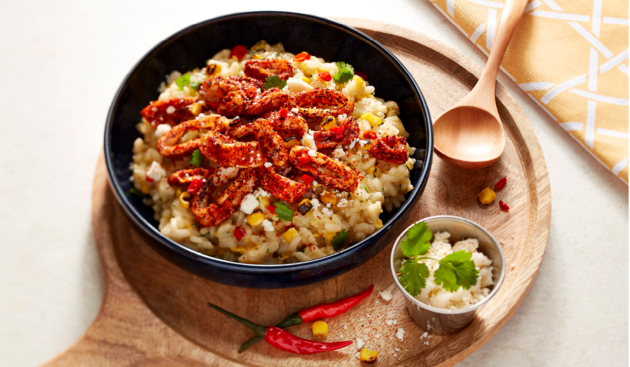 Spicy Calamari & Sweetcorn Risotto